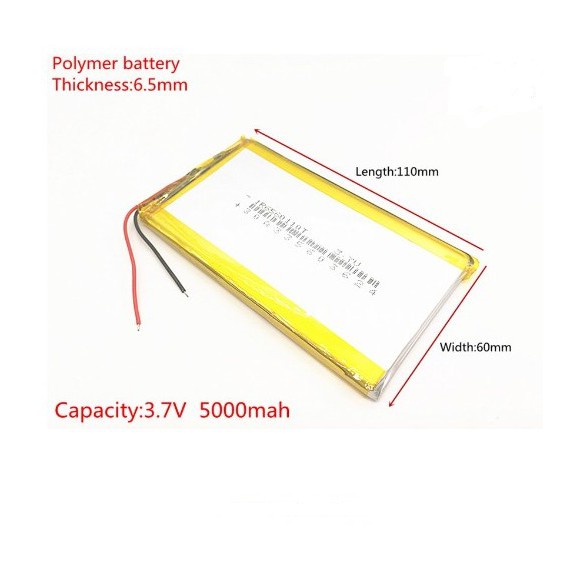 3.7V 5000 mAh 6560110 Polymer rechargeable Lithium Li Battery | Shopee ...