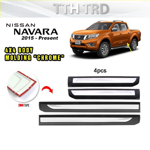 Nissan Navara 2015 - Present NP300 4x4 Side Doors Cladding Molding Trim ...