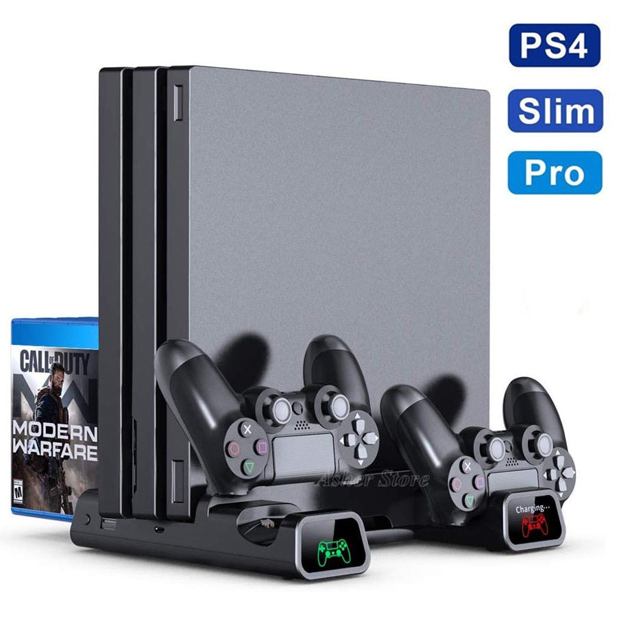 Ps4 / PS4 Pro / PS4 Slim Vertical Console Stand 2 Controller Charging ...