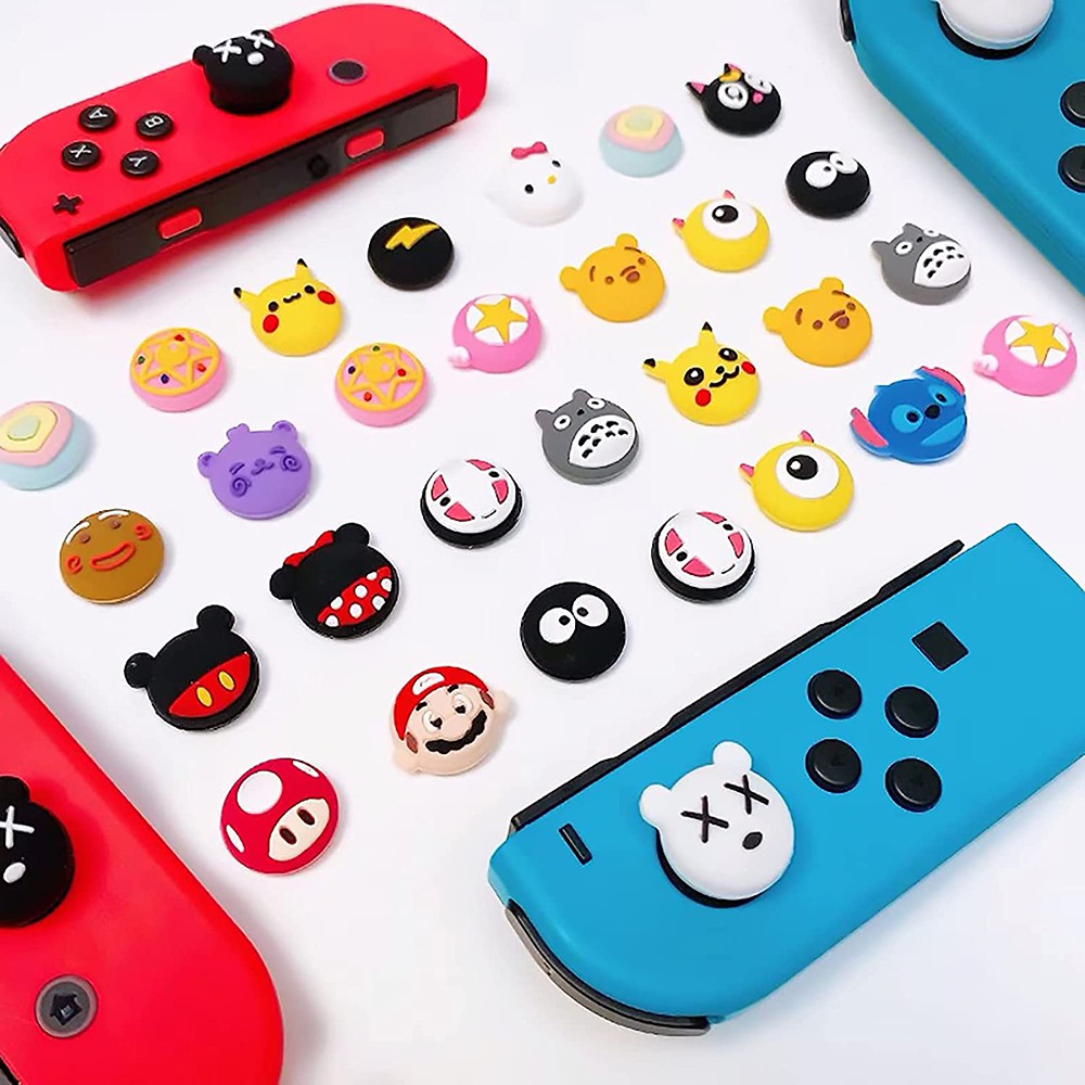 Nintendo Switch Accessories 4 PCS Silicone Cartoons Style Thumb Grip ...