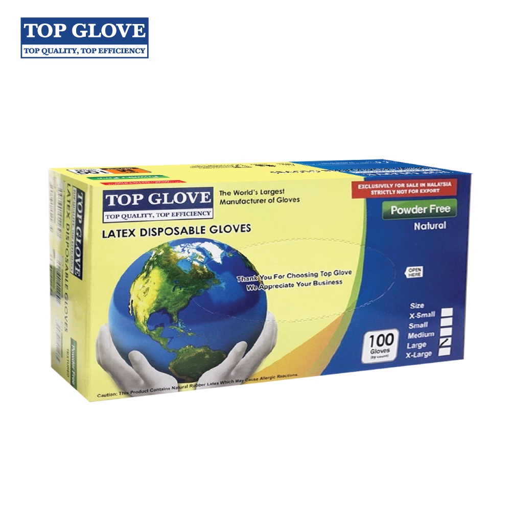 Top Glove Latex Disposable Powder Free Glove, Natural Color |100 Pcs ...