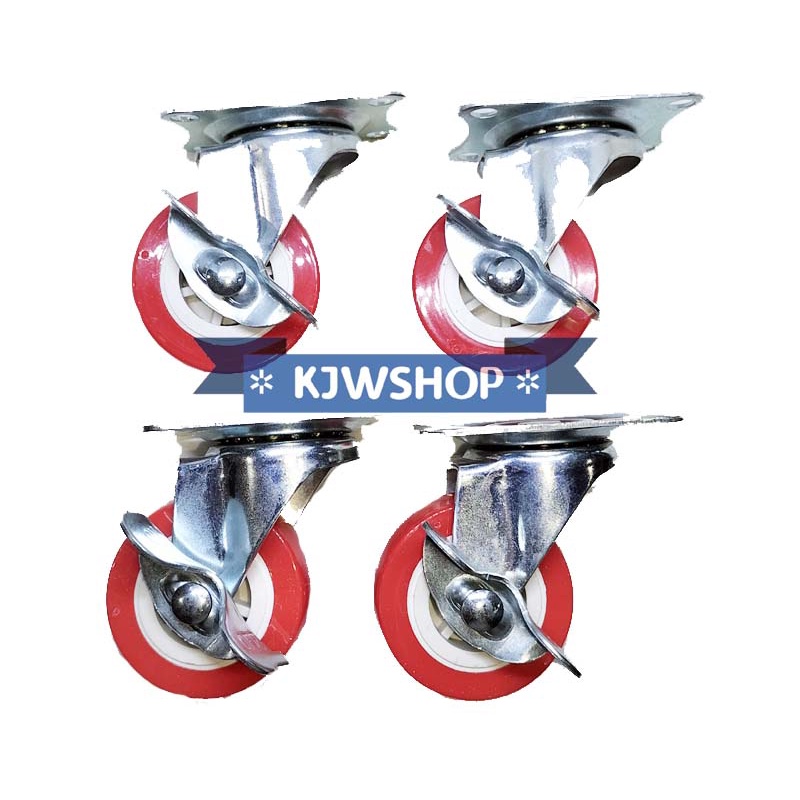 MERAH Hd Red Nylon Wheels set 4pcs Brakes 2" Nylon Wheels Luggage ...