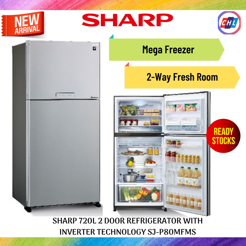 SHARP (Send By Lorry) 720L 2 DOOR REFRIGERATOR WITH INVERTER TECHNOLOGY ...