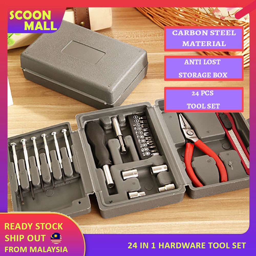 🔥💯READY STOCK🔥SCOON PROOCAM 24 IN 1 Household Hardware Screw Tool Set ...