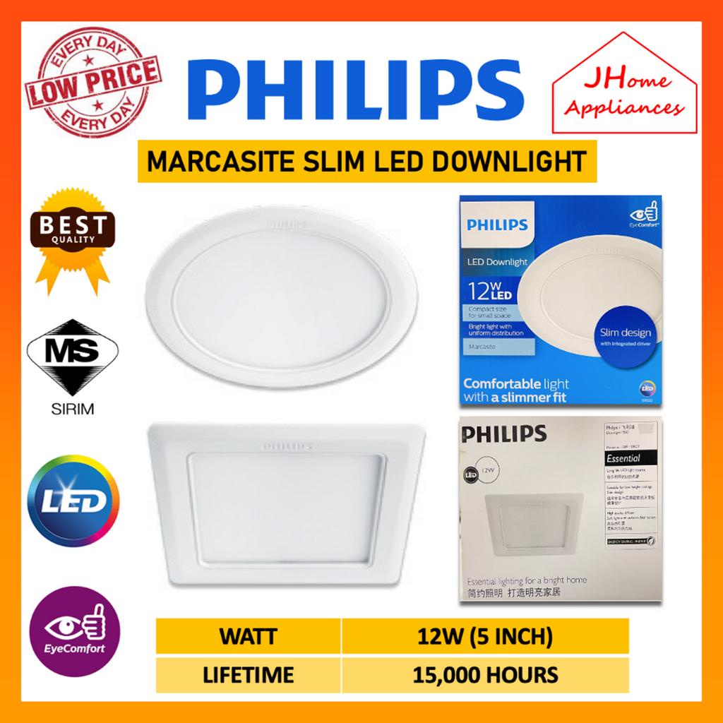 PHILIPS MARCASITE ESSENTIAL SLIM LED DOWNLIGHT 12W (5") - 59522 (ROUND ...