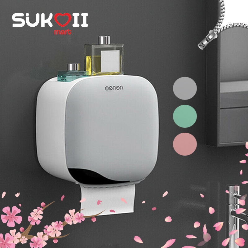 SKOI Waterproof Bathroom Wall Hanging Free Punch Tissue Box Kotak Tisu ...
