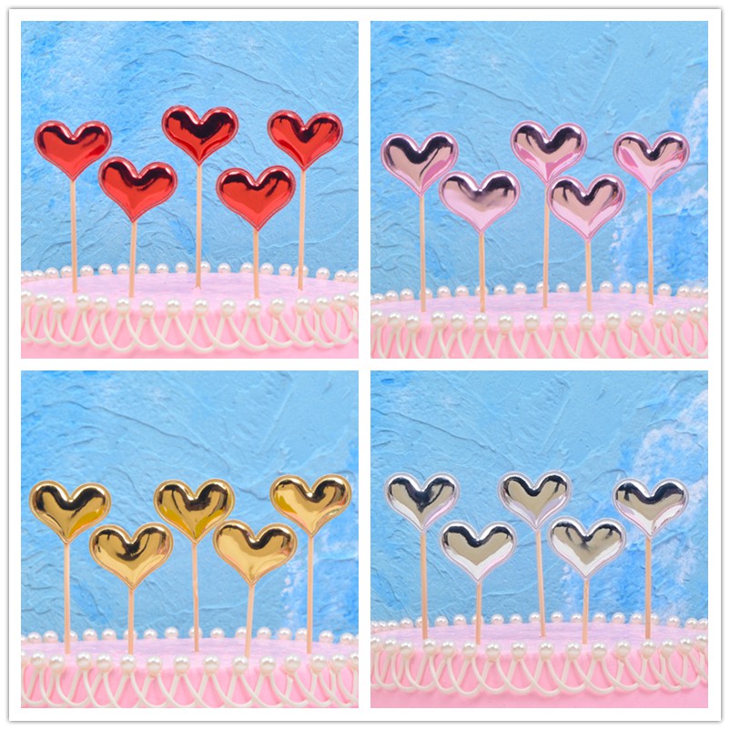 5PCS Cake Topper Heart Shape Cup Cake Decoraton for Kids’ Birthday ...