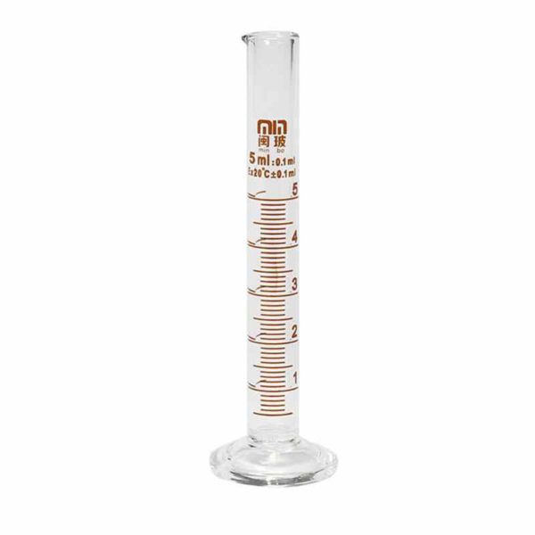 LBT 5ML MEASURING CYLINDER WITH ROUND BASE AMBER PRINT BOROSILICATE ...
