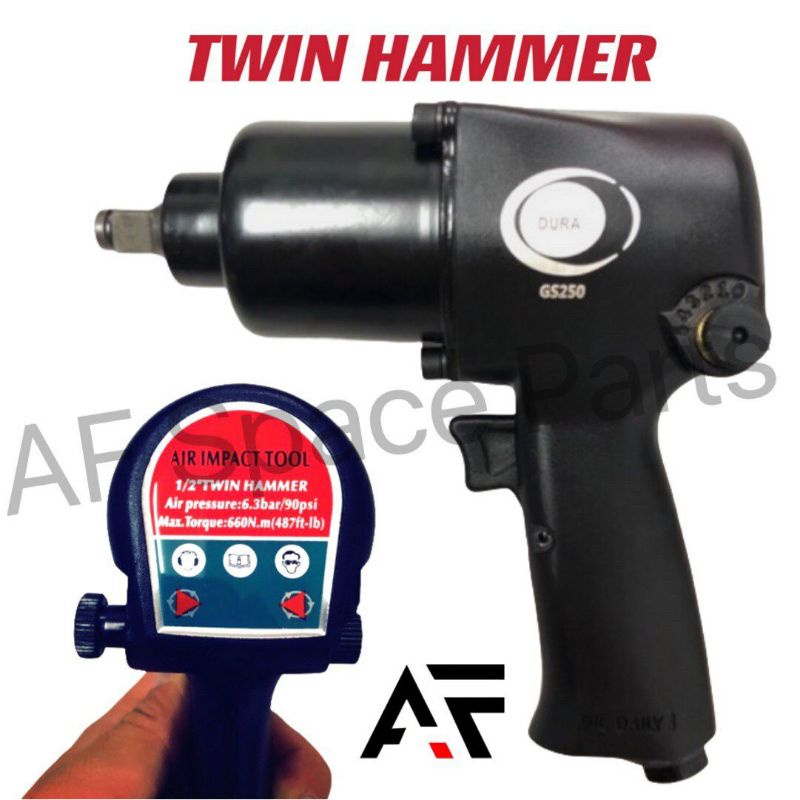 Air Impact Wrench Twin Hammer 1/2”Dr Impact Wrench Twin Hammer (Dura) Air Professional Tool ...