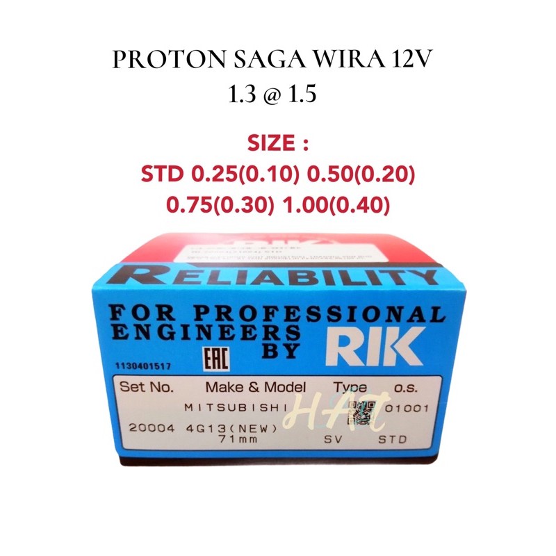 PROTON SAGA WIRA 12V 1.3 @ 1.5 4G13 4G15 PISTON RING RIK JAPAN | Shopee ...