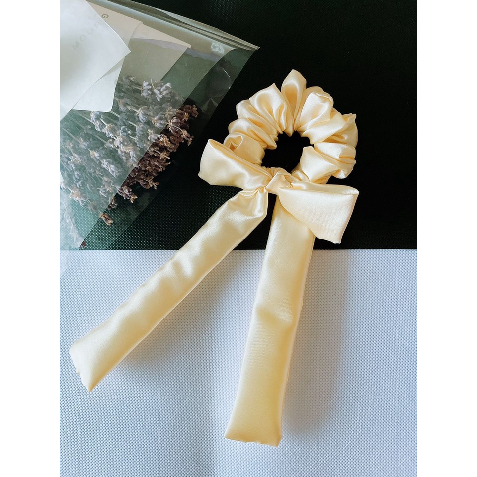 Handmade Mini Satin Scrunchies With Ribbons HairTie Ponytail Sanggul ...