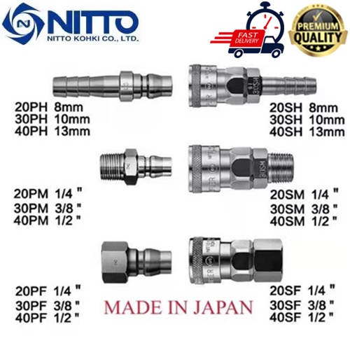 NITTO Air Coupler Pneumatic Quick Connector Fitting & Coupling Plug & Coupler Air Hose Connector ...