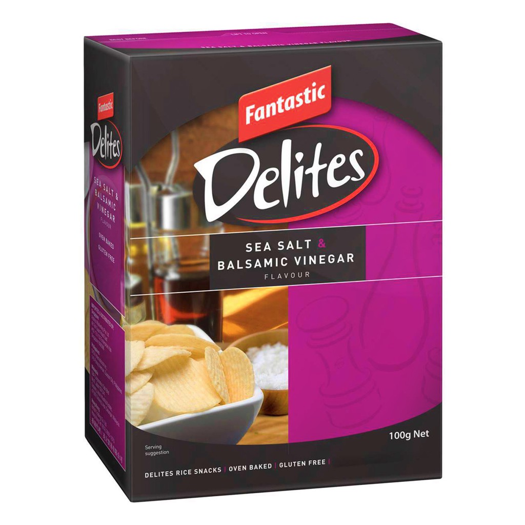 Fantastic Delites Sea Salt & Balsamic Vinegar Flavour Rice Snacks 100g ...