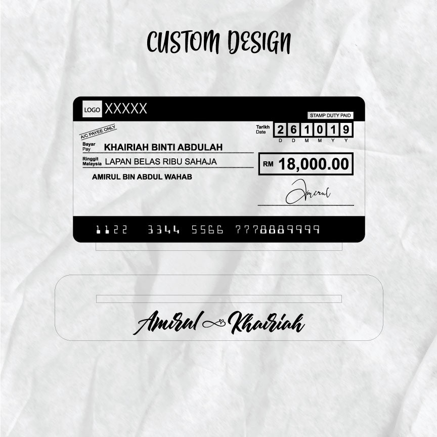 Mockup Cheque, Replika Cek, Hantaran, Exclusive | Shopee Malaysia