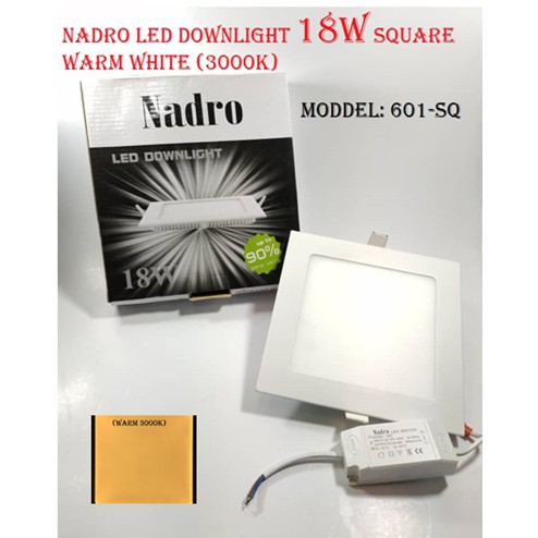 NADRO LED Super Slim DOWNLIGHT 18W SQUARE WARM WHITE (3000k) | Shopee ...
