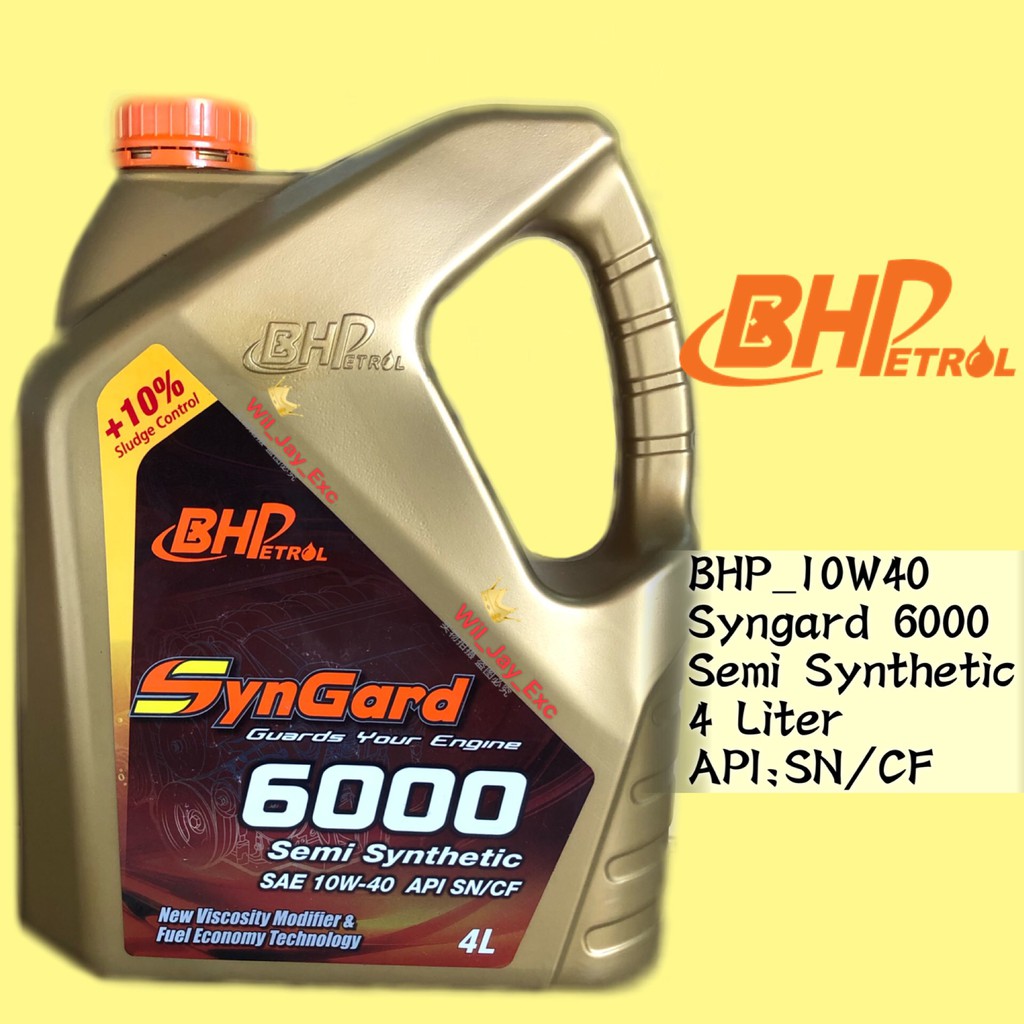 BHP 6000 4 LITER 10W40 SEMY SYNTHETIC ENGINE OIL 4L SYNGARD 6000 ...