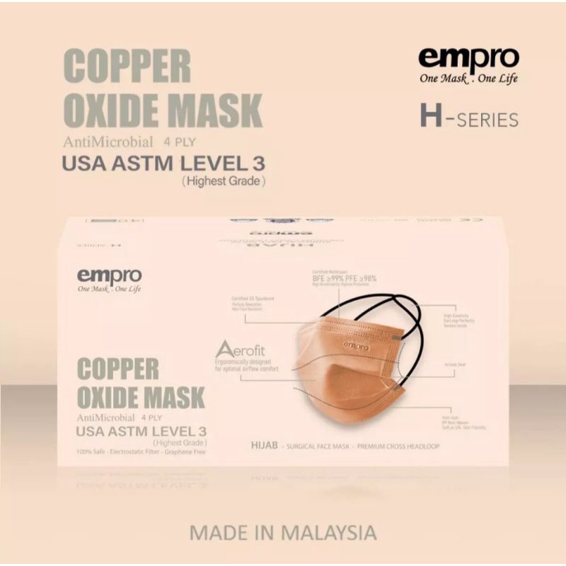 EMPRO COPPER OXIDE MASK HIJAB 4 PLY [ Anti-Microbial ] 4V SERIES - KILL ...