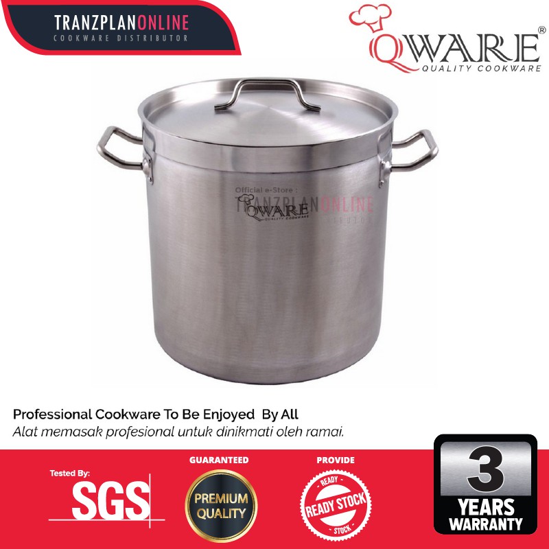 QWARE 75 Litres STAINLESS STEEL SANDWICH BOTTOM, 3-PLY STOCK POT ...