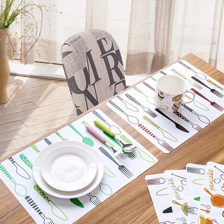 Waterproof Table Mat Plastic Heat-Resistant Pad Creative Printed Place ...