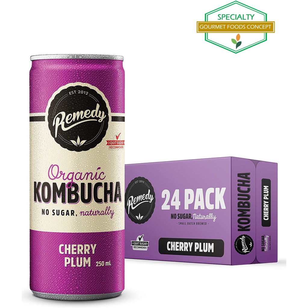 REMEDY KOMBUCHA CHERRY PLUM CAN - 250ML x 24s | Shopee Malaysia