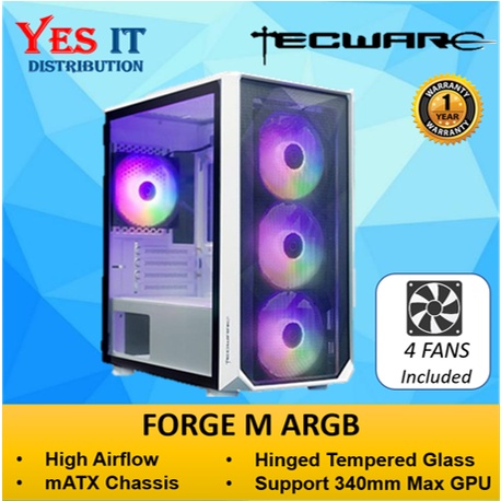 Tecware Forge M ARGB TG MATX Gaming Casing Chassis ( Black / White ...