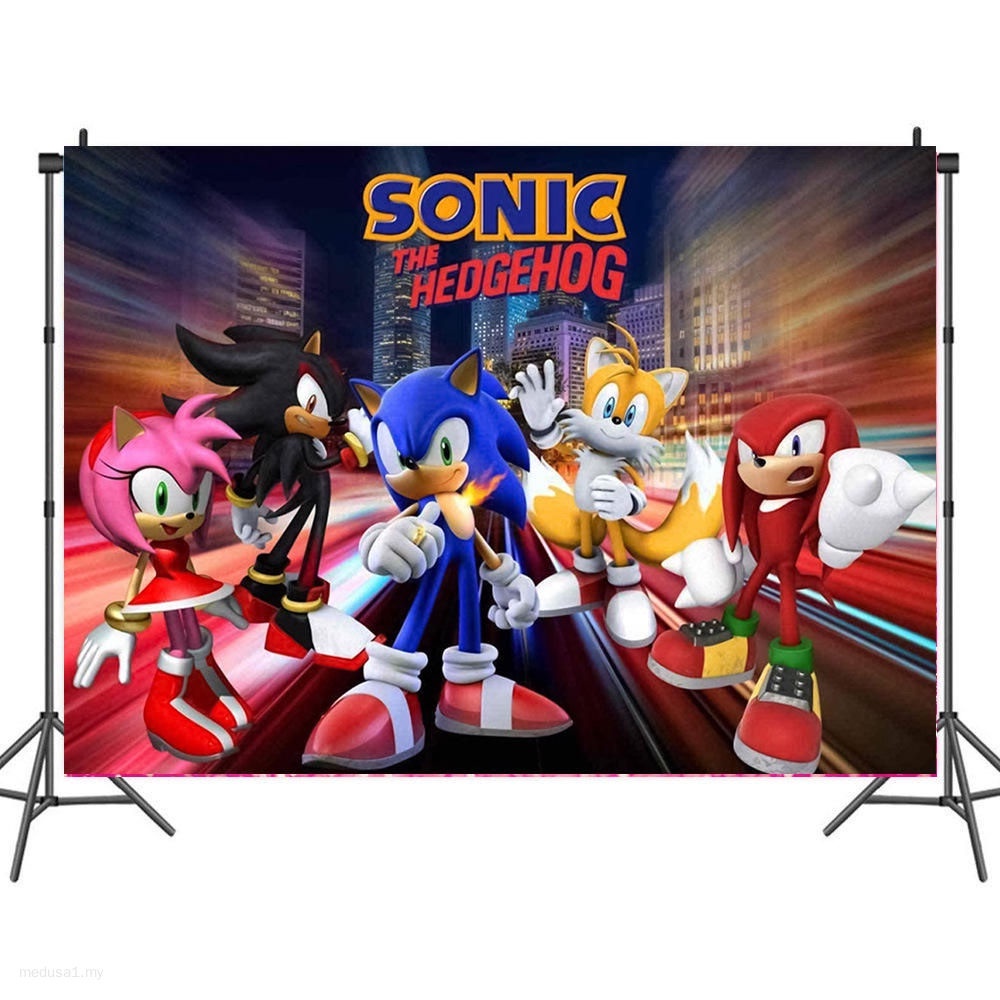 100x150CM Super Sonic Theme Backdrop Happy Birthday Background Colorful ...