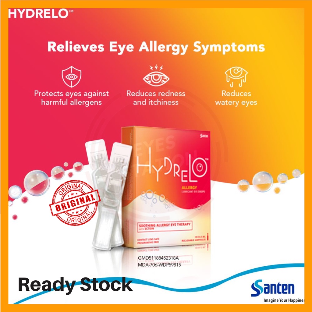 Santen HYDRELO ALLERGY LUBRICANT EYE DROPS 0.5ML 10S [Exp:09/2024 ...