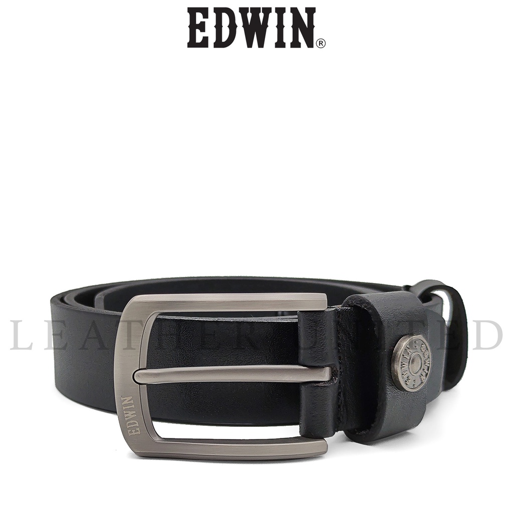 Edwin Genuine Top Grain Leather 35MM Vintage Logo Pin Buckle Belt # ...