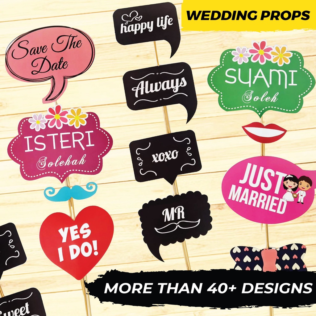 {READY STOCK} Loooka Wedding PHOTO BOOTH PROPS *Wedding Groom Bridal ...