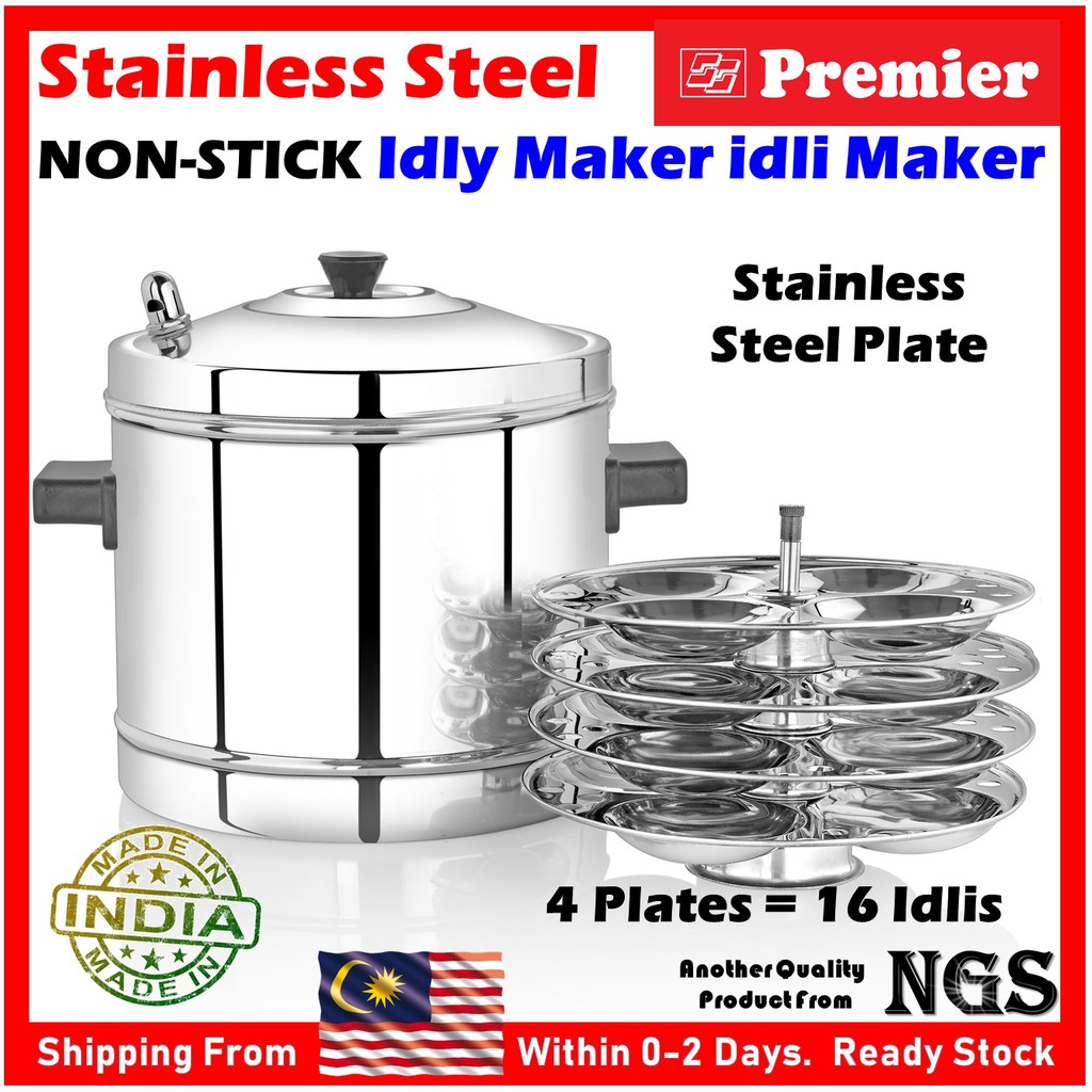 6 plates / 24 idlis Premier Stainless Steel Non Stick Plate / Stainless ...