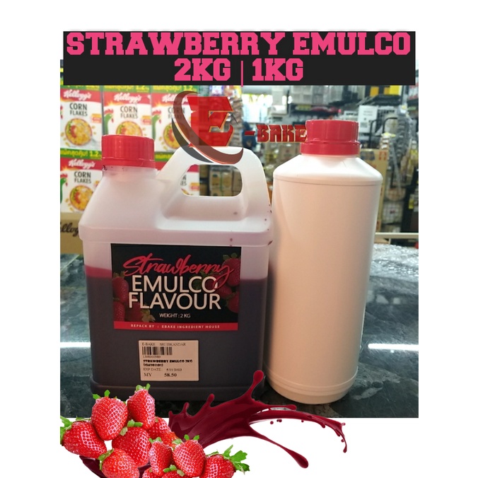 STRAWBERRY EMULCO 2KG | 1KG | PERASA STRAWBERRY BERWARNA 2KG | 1KG ...