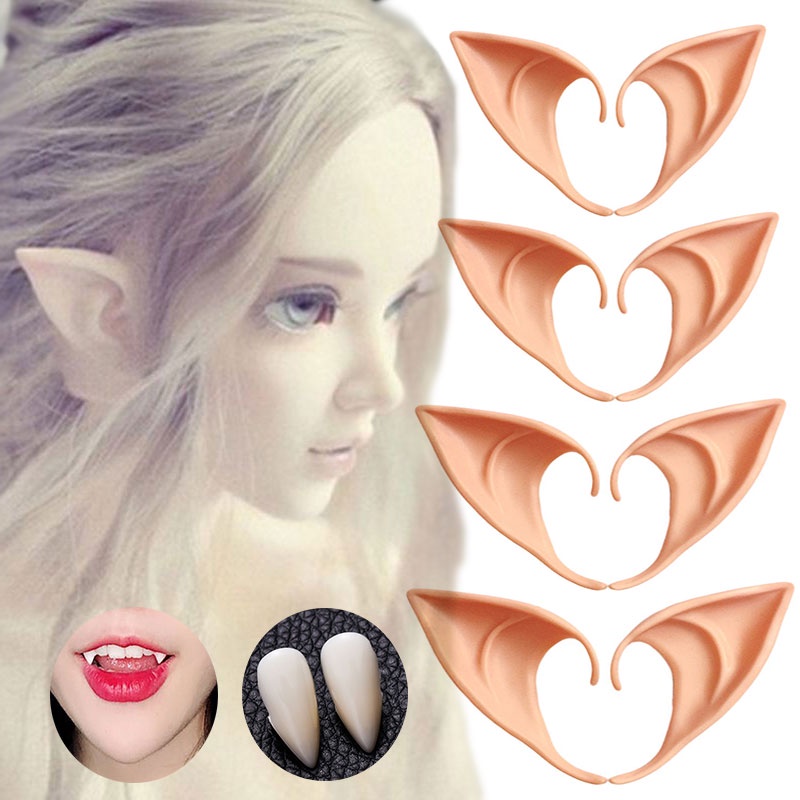 Latex Elf Ears Vampire Teeth Halloween Costume Pointed tooth Horror ...