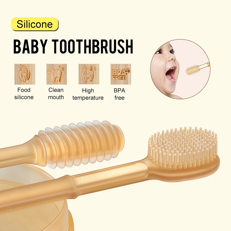 3pc Baby Silicone Toothbrush 0-18M Toddler TeethBrush Tongue Coating ...