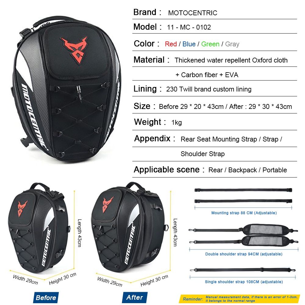 Waterproof Motorcycle Tail Bag Multifunction Motorcycle Back Seat Rear ...
