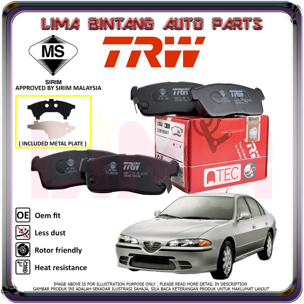 Proton Perdana SEI , V6 Front / Rear Brake Pads , Disc Brake Pad TRW ...