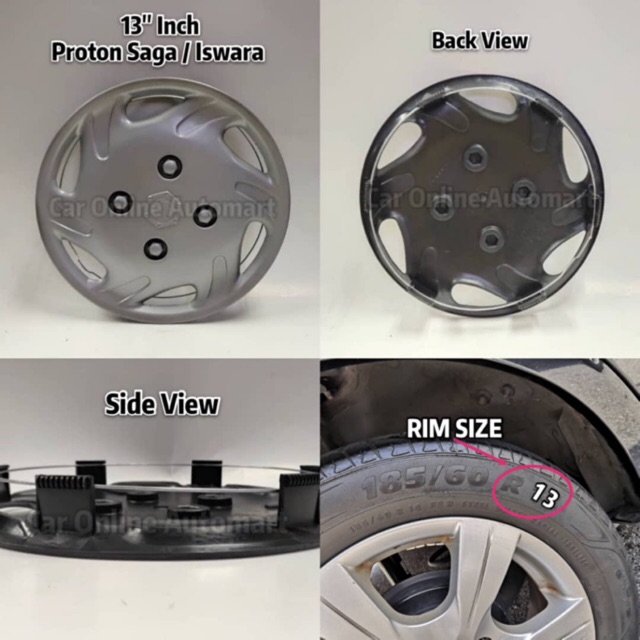 4pcs Proton Iswara 13" Inch ABS Wheel Cover Rim Center Hub Caps ...