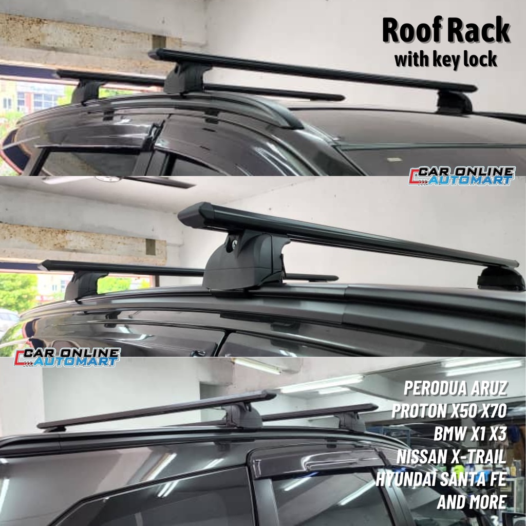 Car Roof Rack Aluminium BLACK Cross Bar With Key Lock Anti Theft-Lock ...