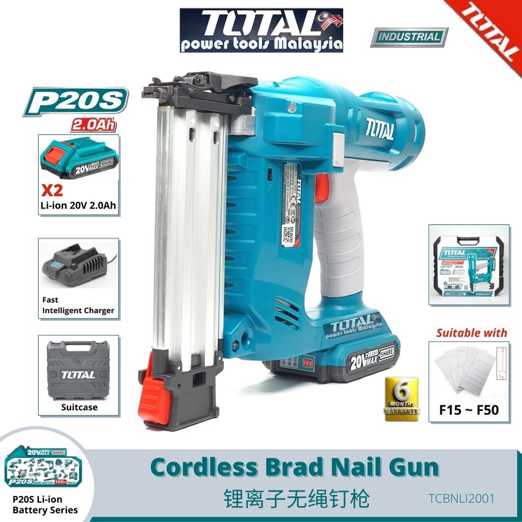 TOTAL F15 ~ F50 Li-ion Cordless Brad Nailer / Nail Gun 锂离子无绳钉枪 ...