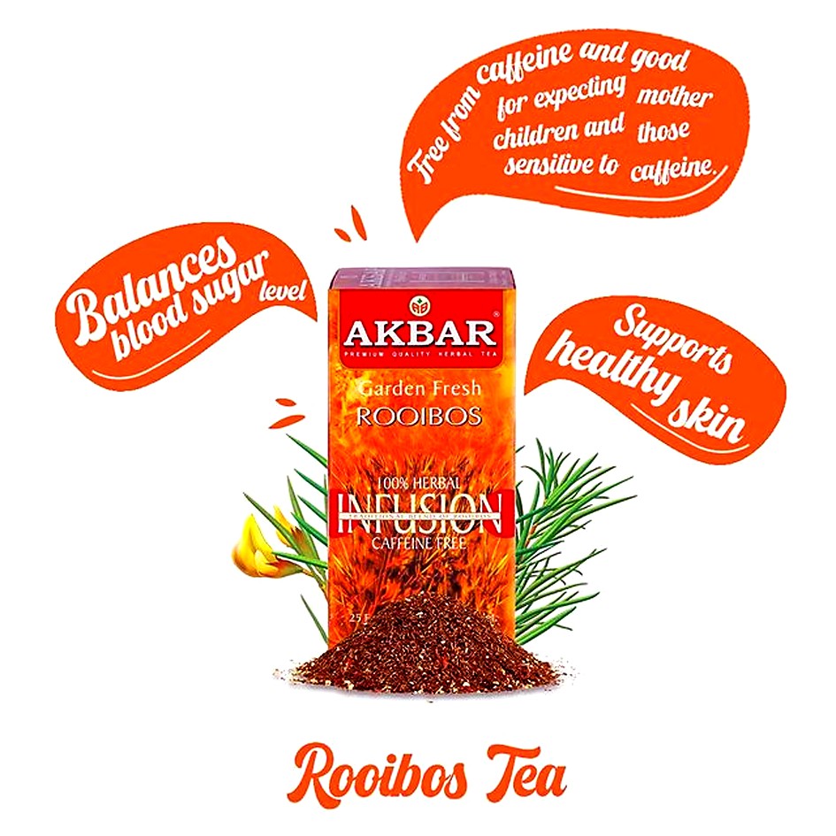 Akbar Premium Rooibos Herbal Infusion (20 Tea Bags per Box) (Caffeine ...