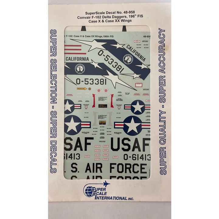SUPERSCALE DECAL 48-958 SUPERSCALE DECAL 48-958 F-102A Delta Dagger ...