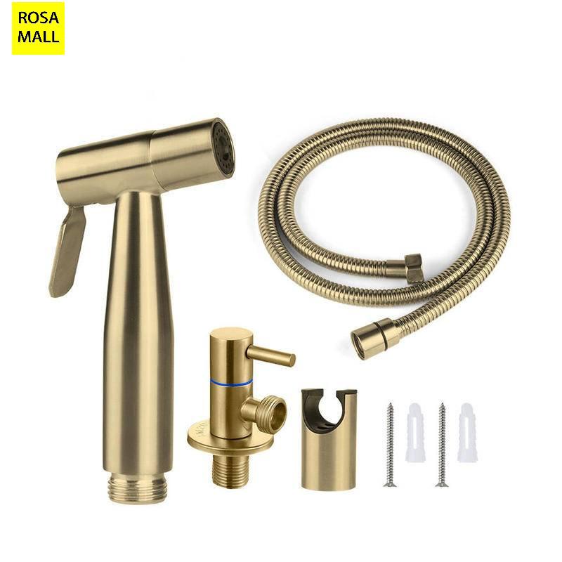 gold color brass bathroom handheld toilet bidet sprayer set with faucet ...