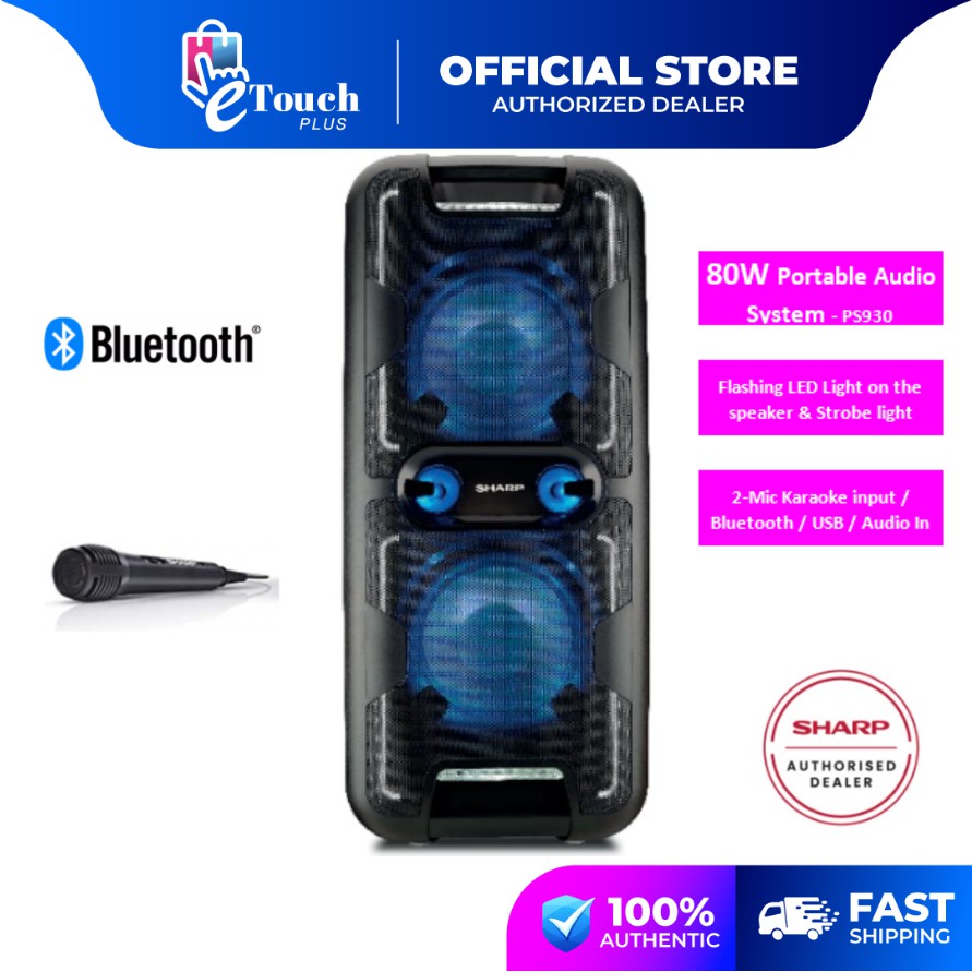 Sharp Portable Bluetooth Speaker Audio System (80 W) PS-930 | Shopee ...