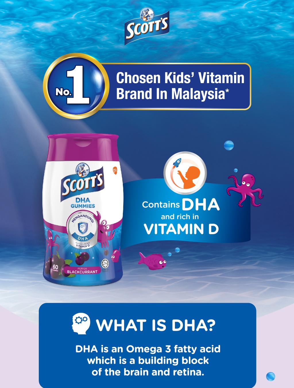 Scott's DHA Chewable Gummies - Blackcurrant + Strawberry (2 x 60's ...