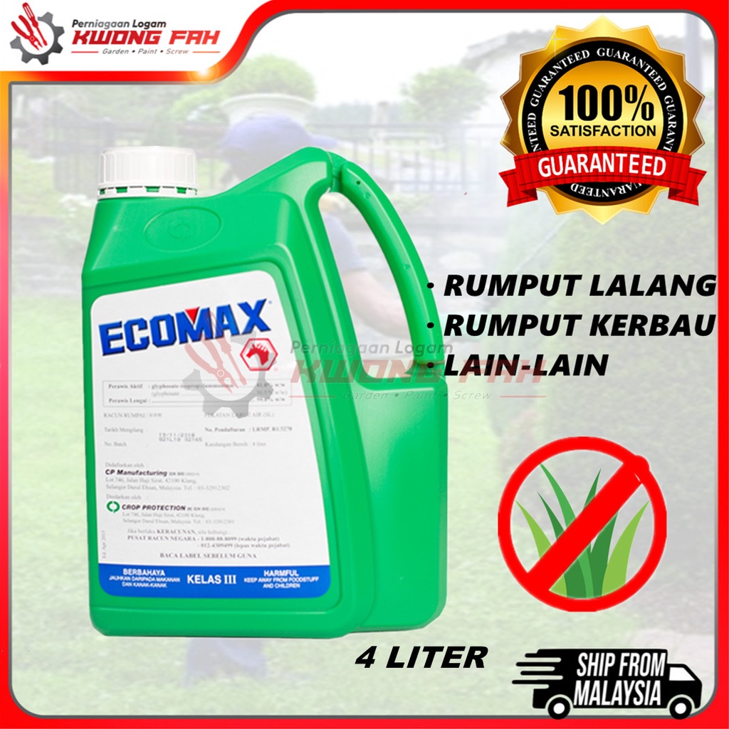 (ORIGINAL) ECOMAX Herbicide Racun Rumput Glyphosate 41.0% 4Liter ...