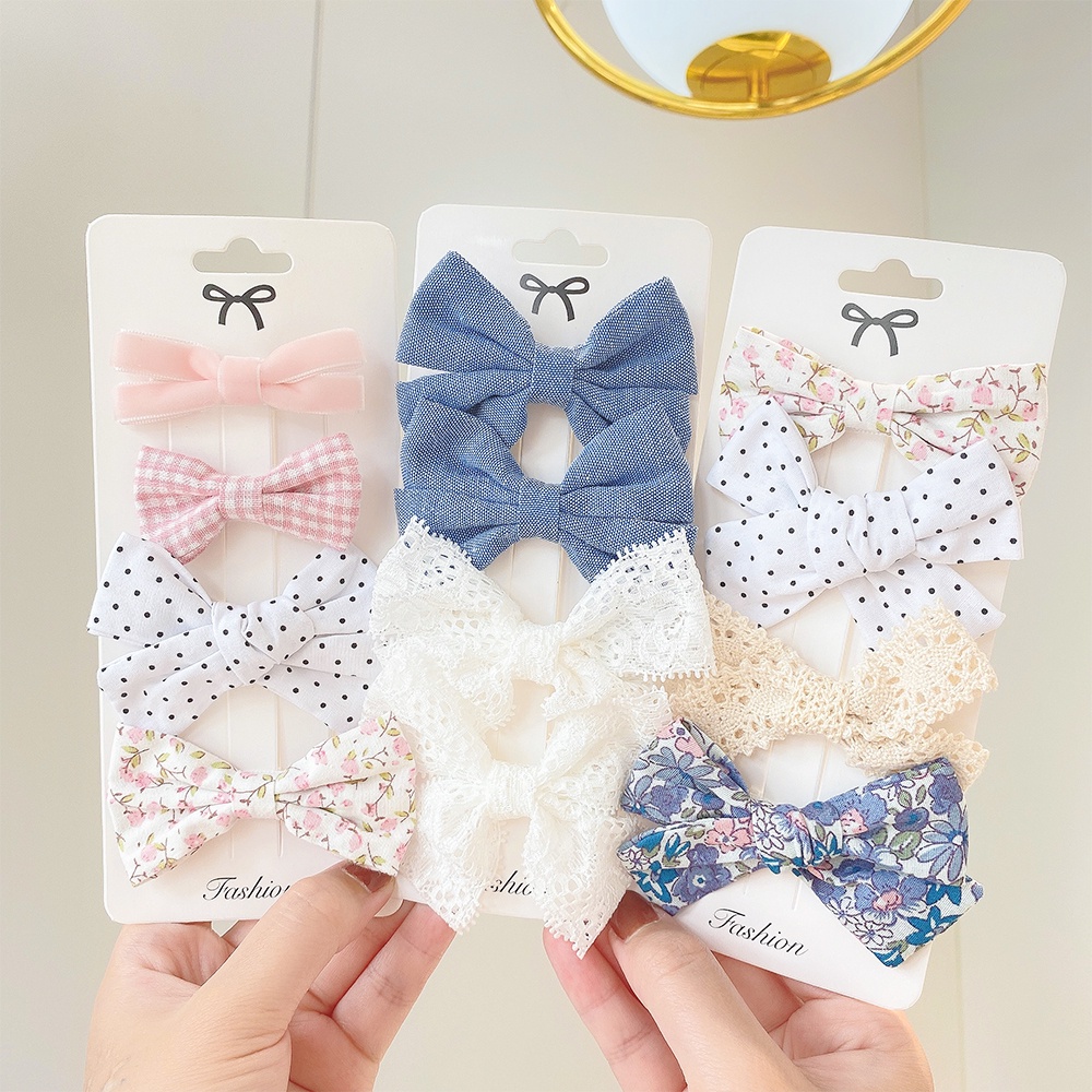 KIDSBOWS 4Pcs/Set Floral Hair Clip Set Girl Cute Bow Flower Lace ...