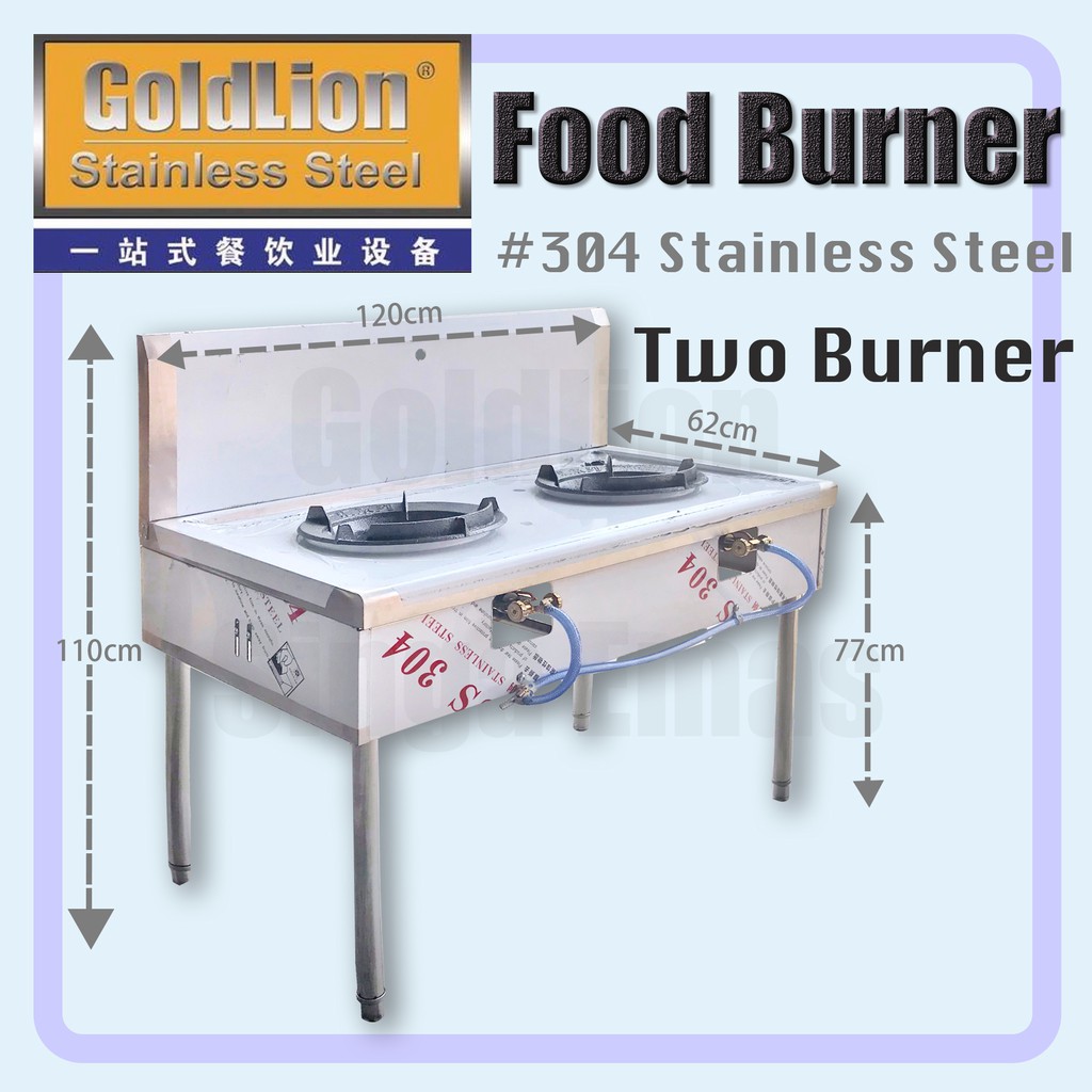 Stainless Steel Two Burner Food Court Burner Periuk Gas Stove Kwali ...