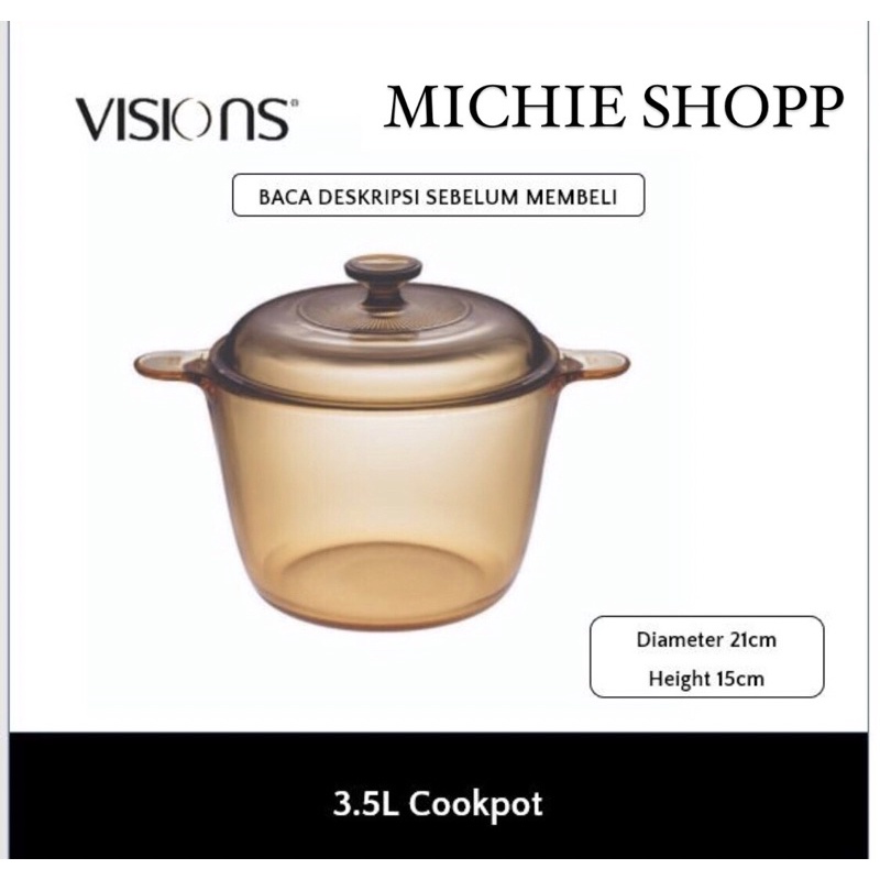Visions COOKPOT Glass Cooking Pot 3.5 L Thick Strong Original TOP ...
