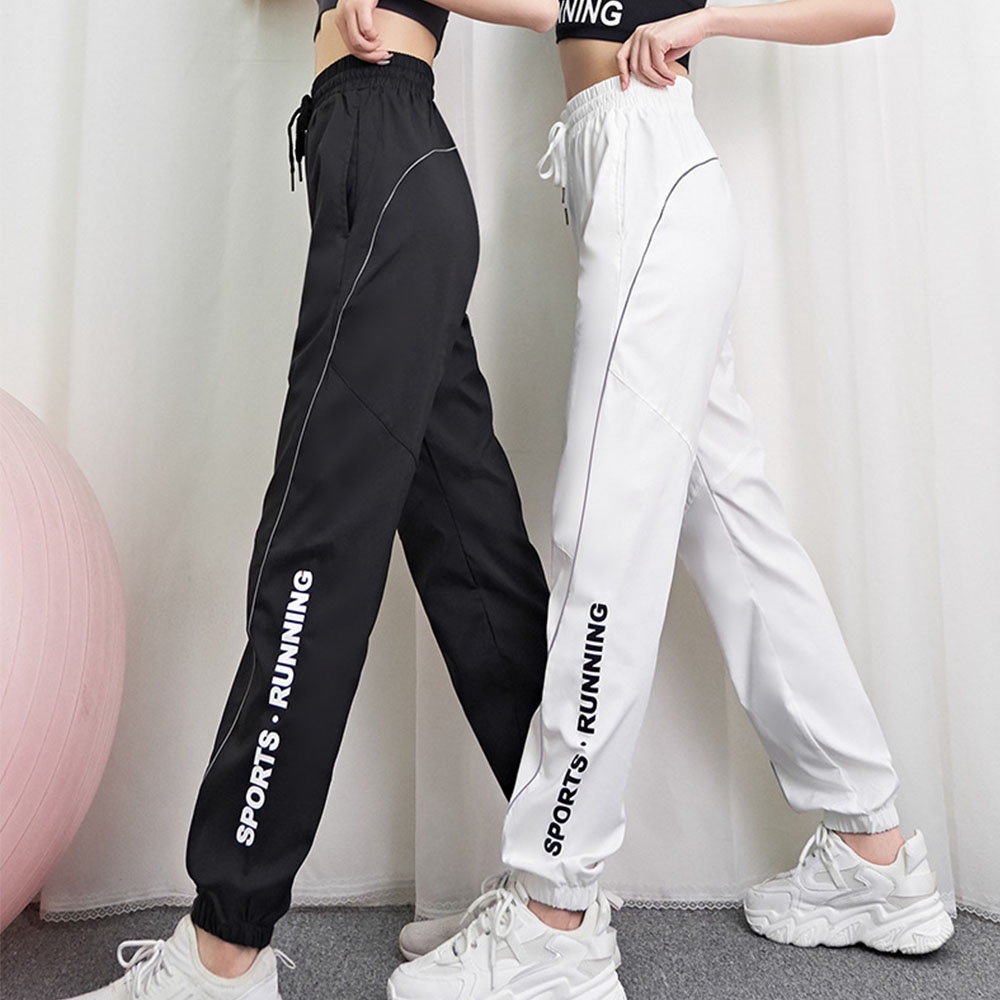 Women's high waist fast foot loose casual pants slimming fitness sports ...