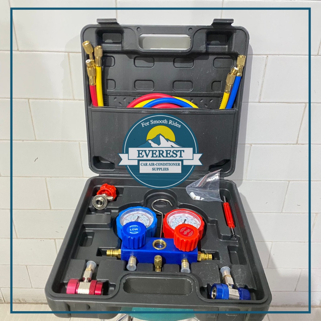 Manifold GAUGE AC METER COMPLETE CAR AC CHECKING TOOL FULL SET | Shopee ...
