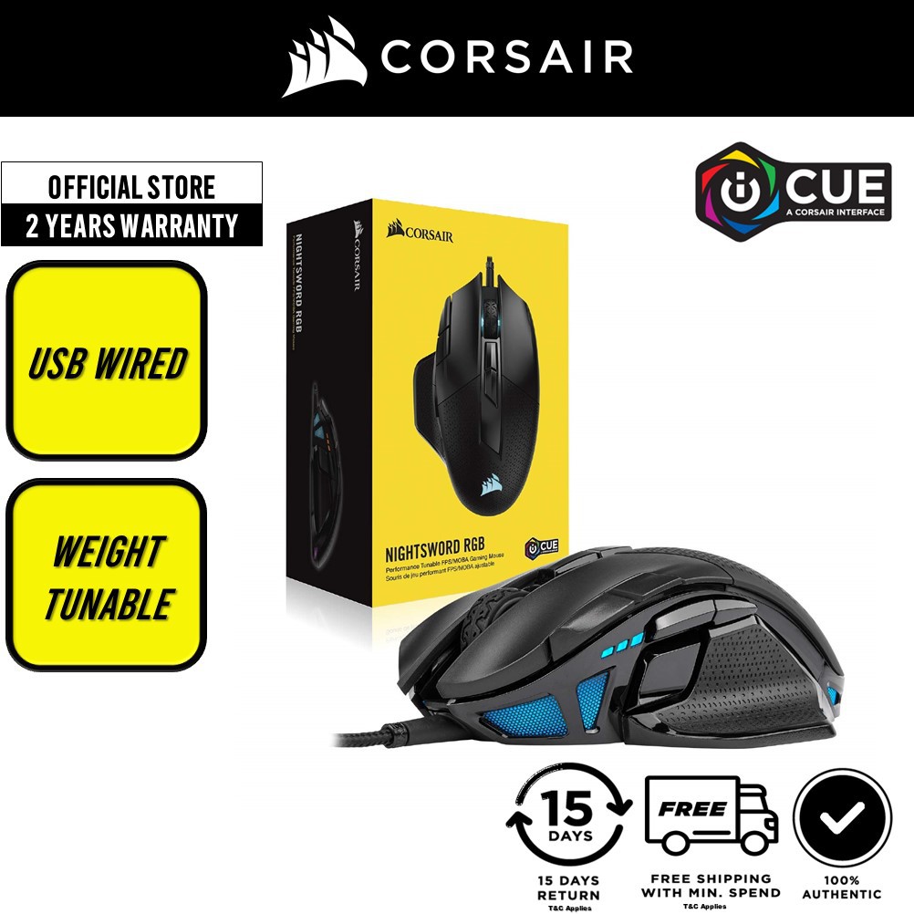 CORSAIR Nightsword RGB Tunable FPS/MOBA Gaming Mouse iCUE | Shopee Malaysia